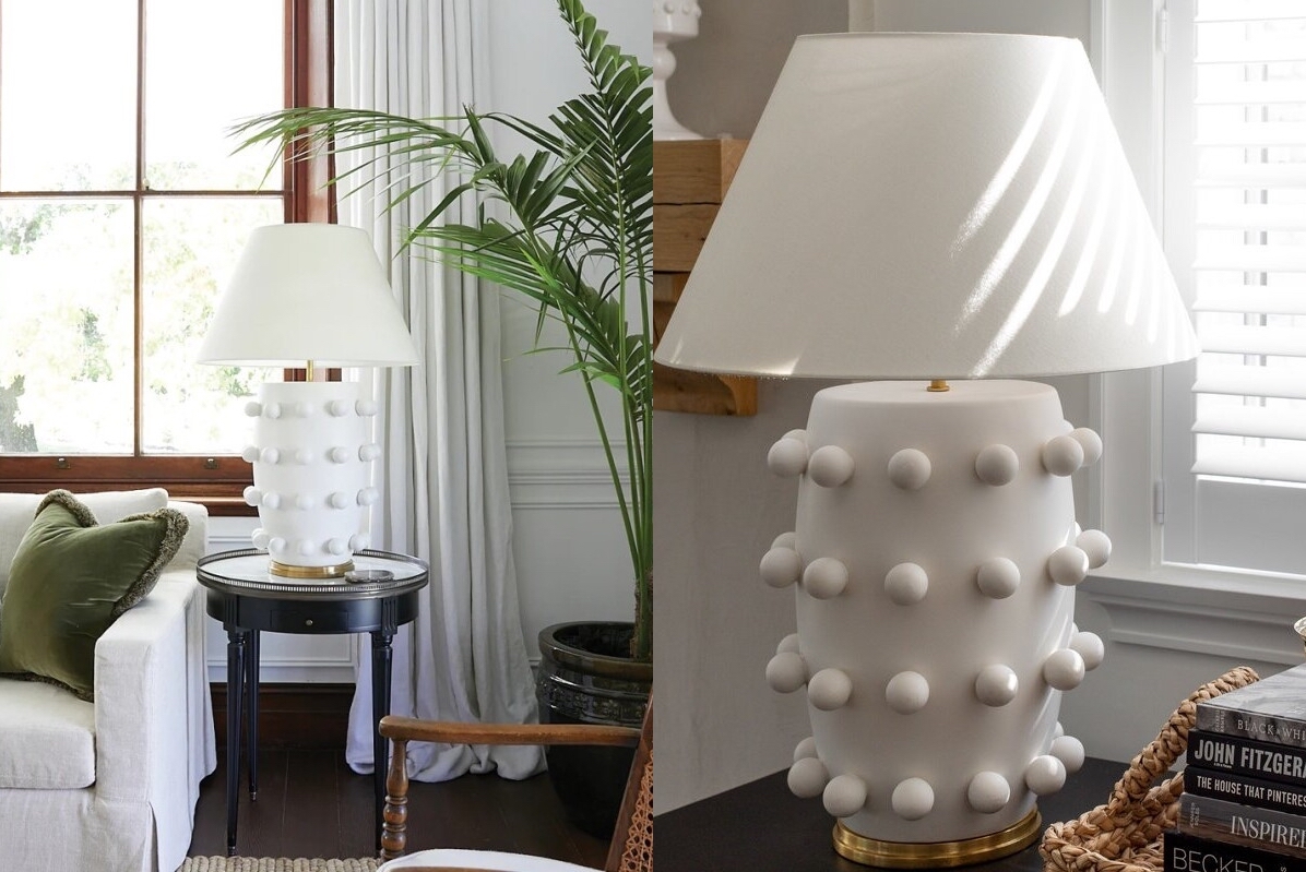 Modern Ceramic Lamp with Linen Shade White