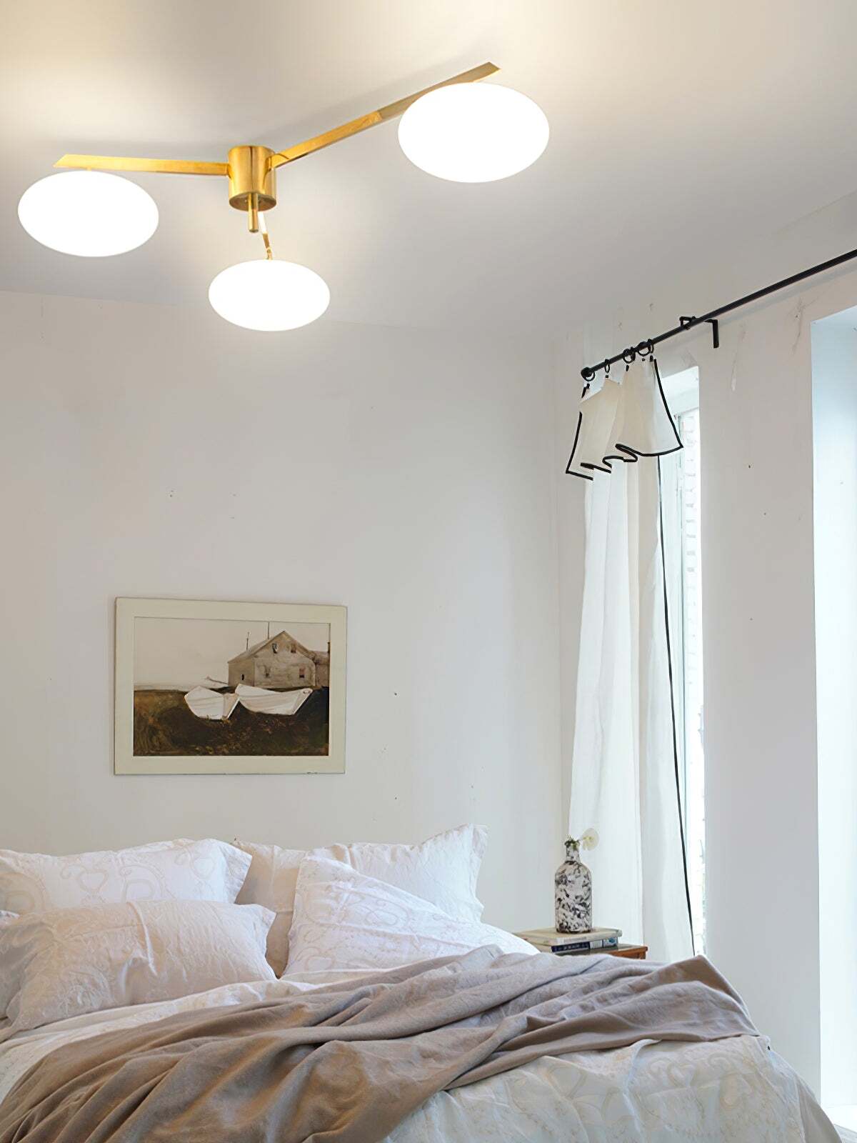 Alby Ceiling Lamp For Living Room-Brass Glass Warm Light