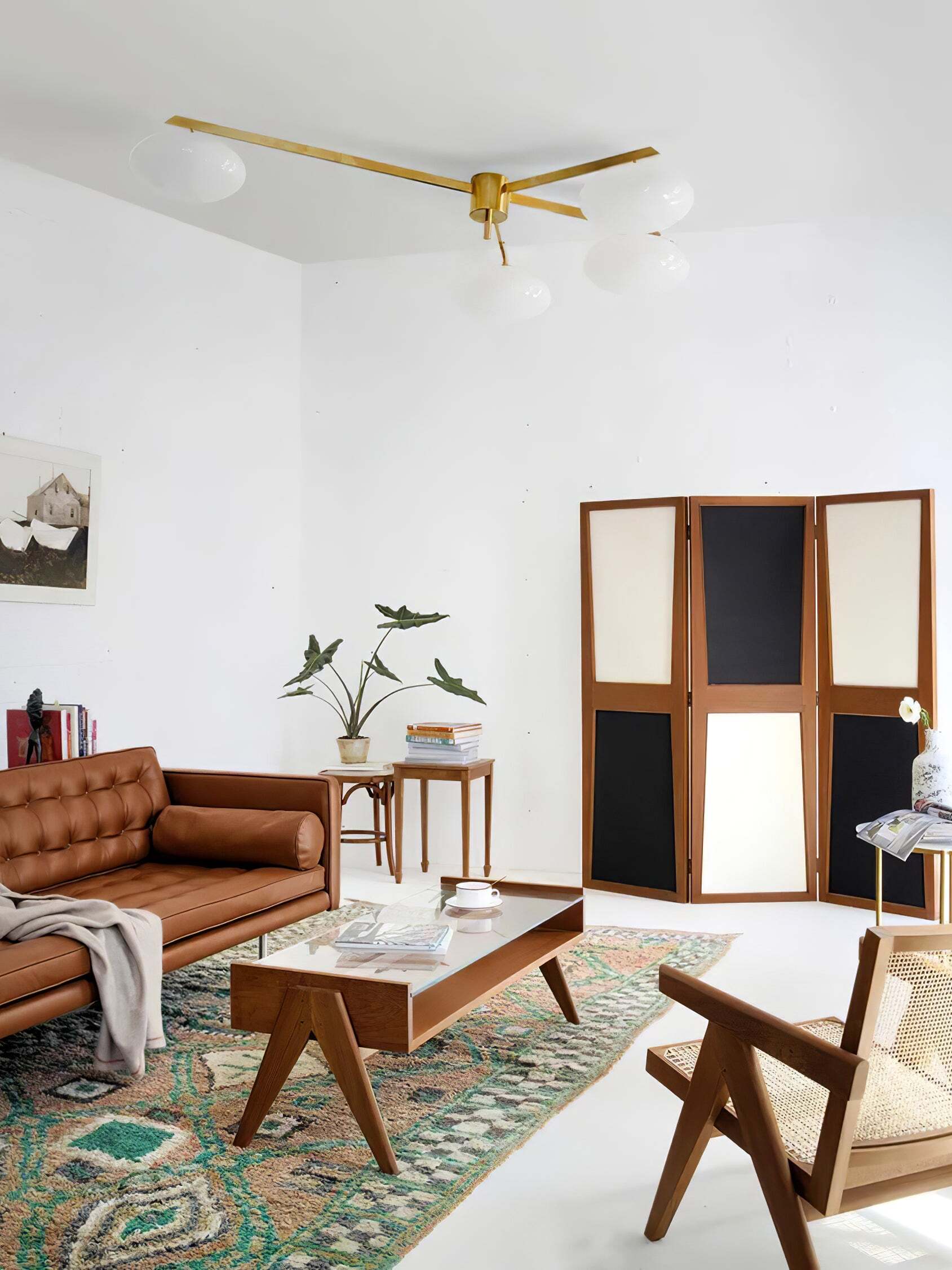 Alby Ceiling Lamp For Living Room-Brass Glass Warm Light