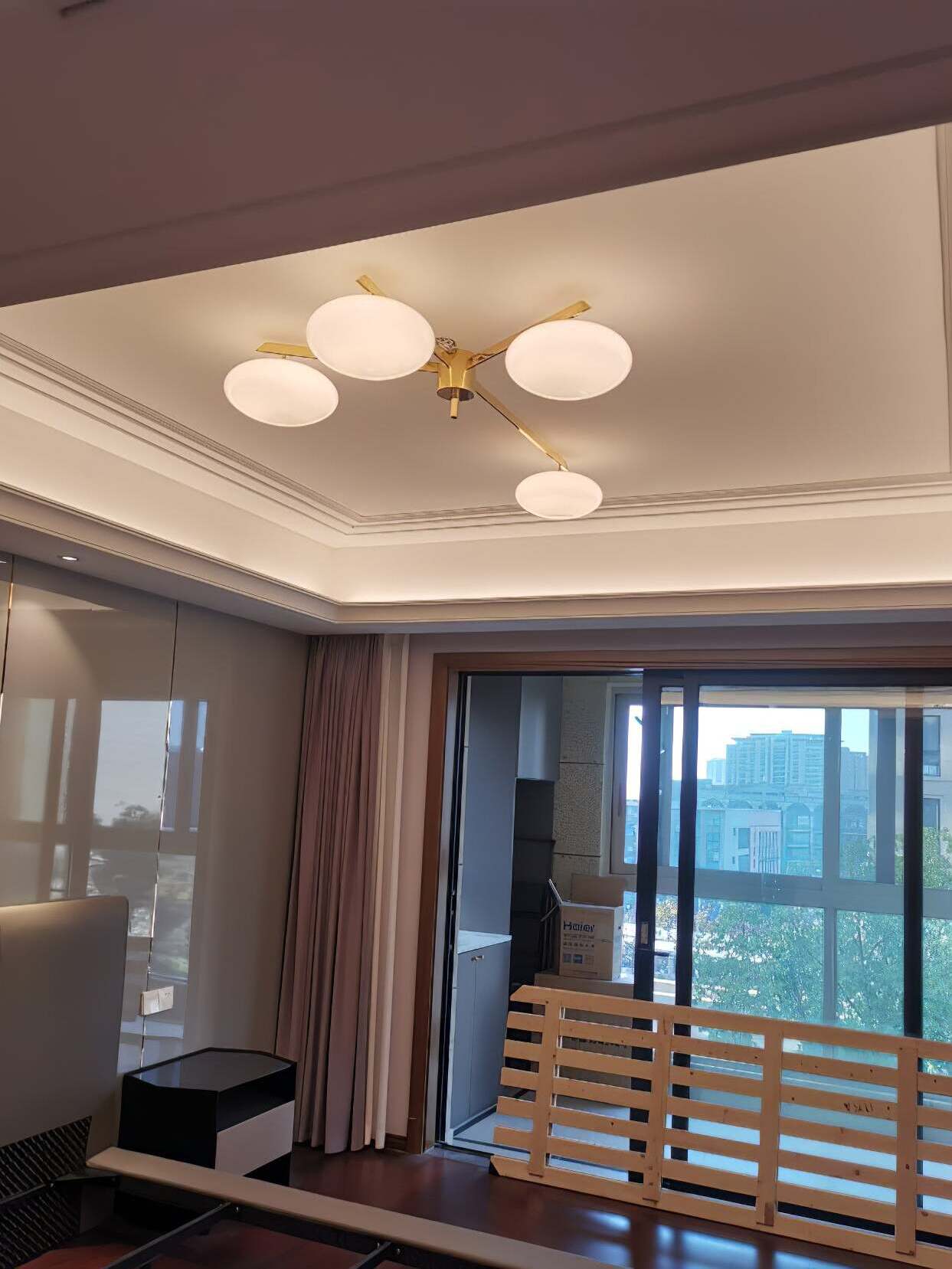 Alby Ceiling Lamp For Living Room-Brass Glass Warm Light