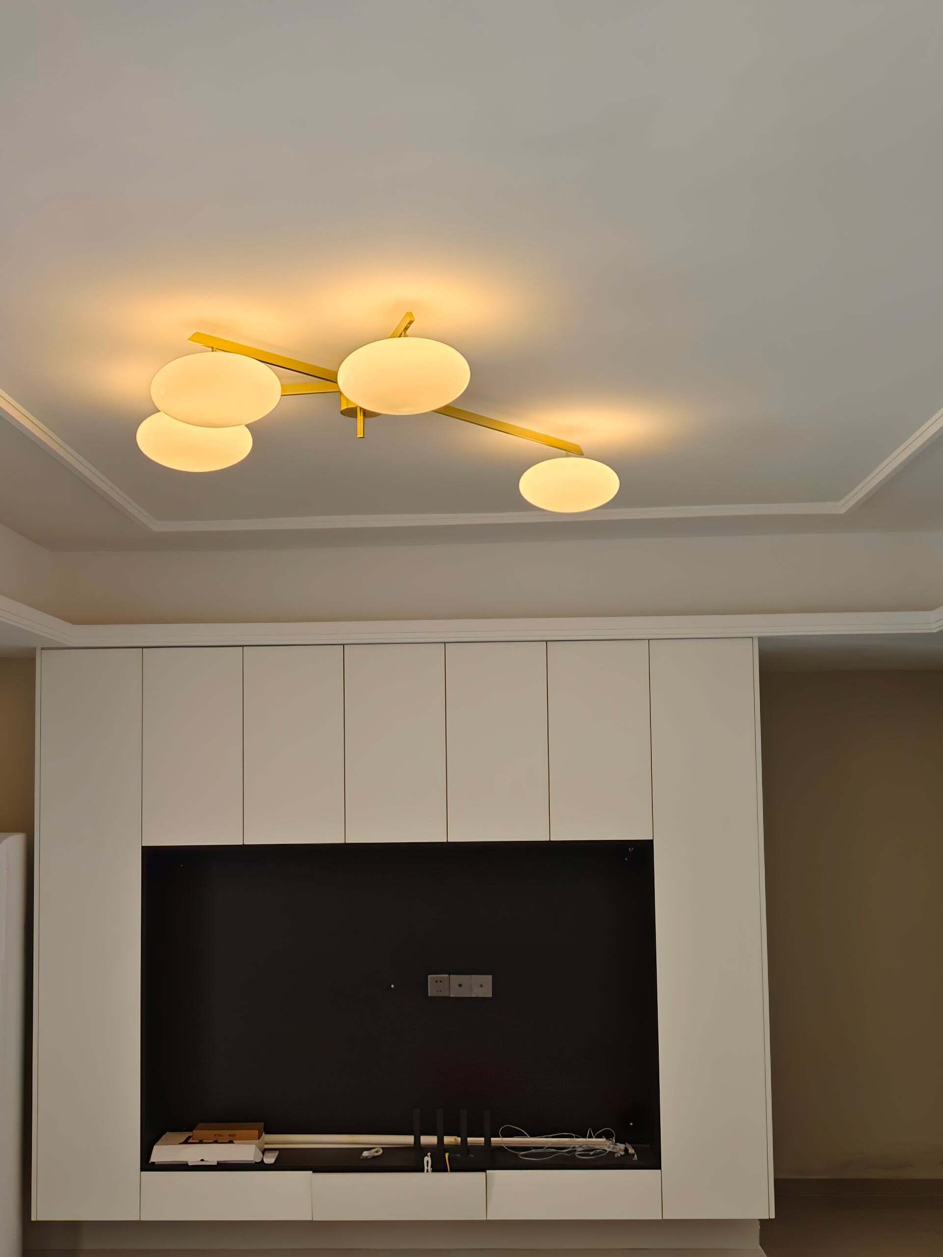 Alby Ceiling Lamp For Living Room-Brass Glass Warm Light