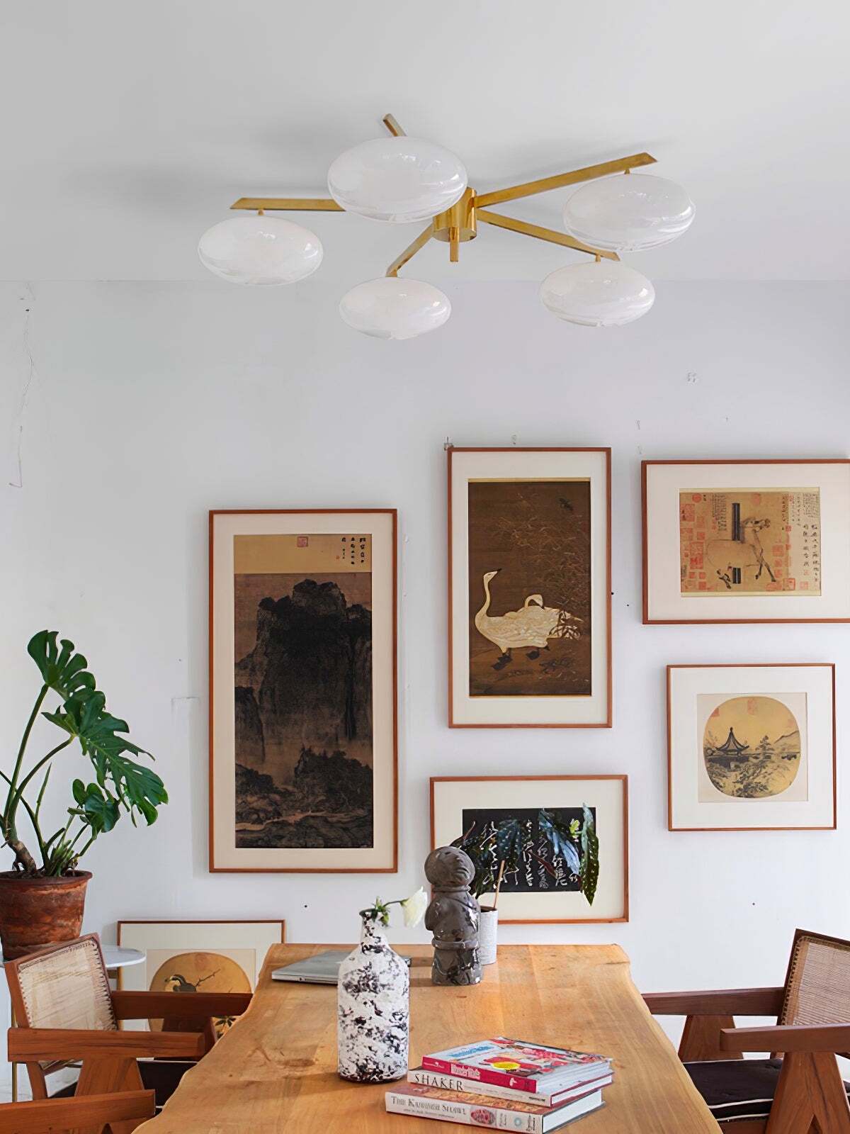 Alby Ceiling Lamp For Living Room-Brass Glass Warm Light