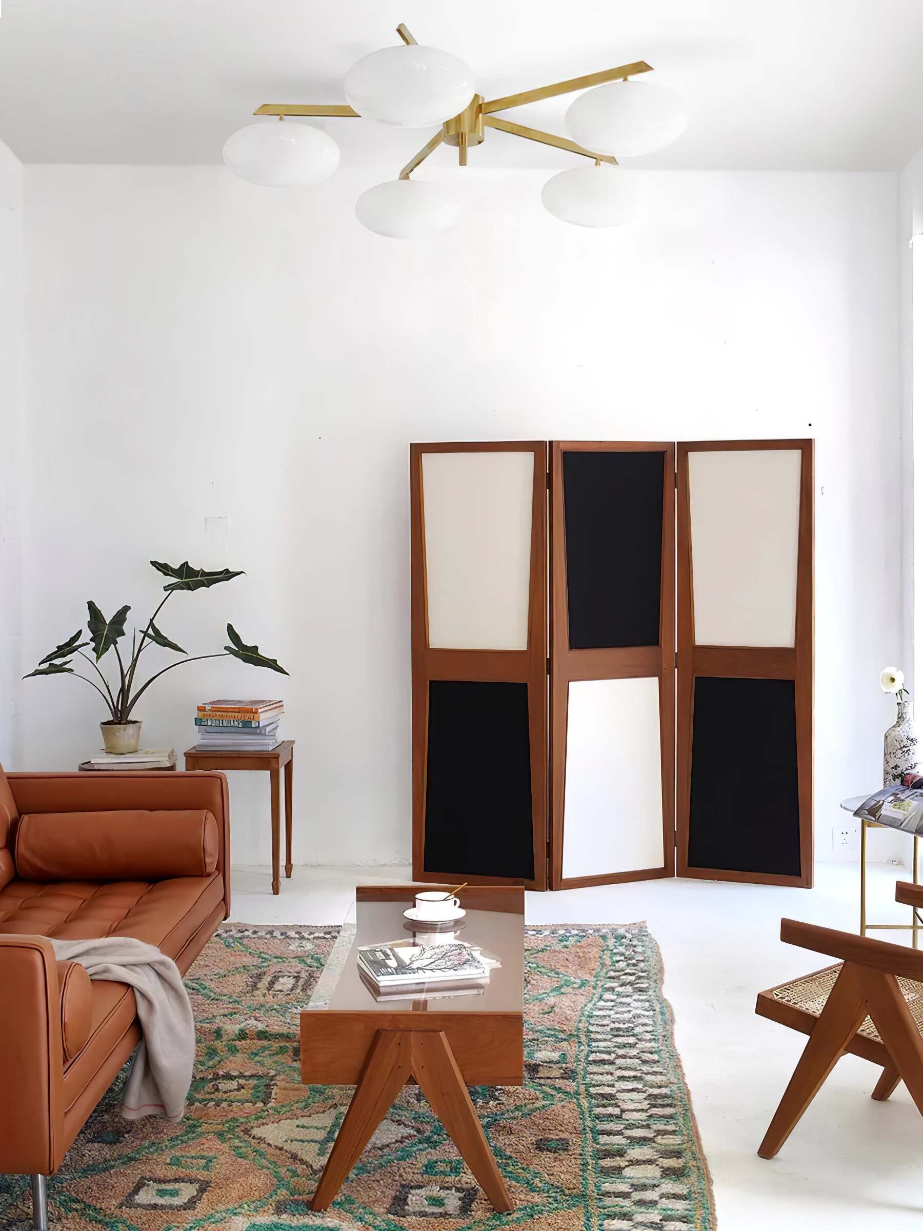 Alby Ceiling Lamp For Living Room-Brass Glass Warm Light