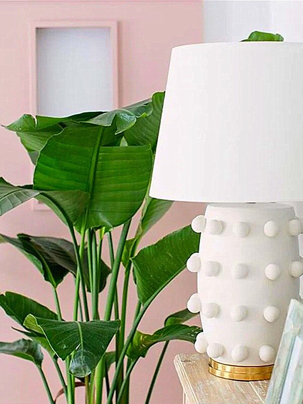 Modern Ceramic Lamp with Linen Shade White