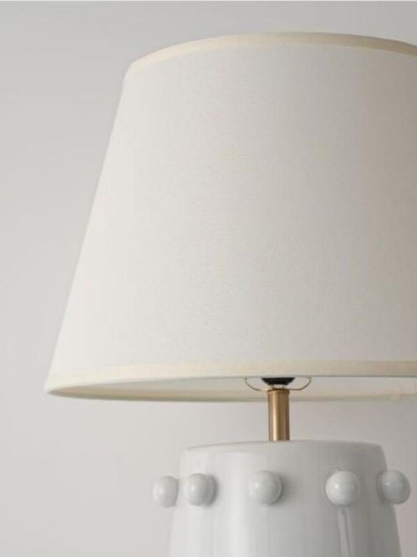 Modern Ceramic Lamp with Linen Shade White