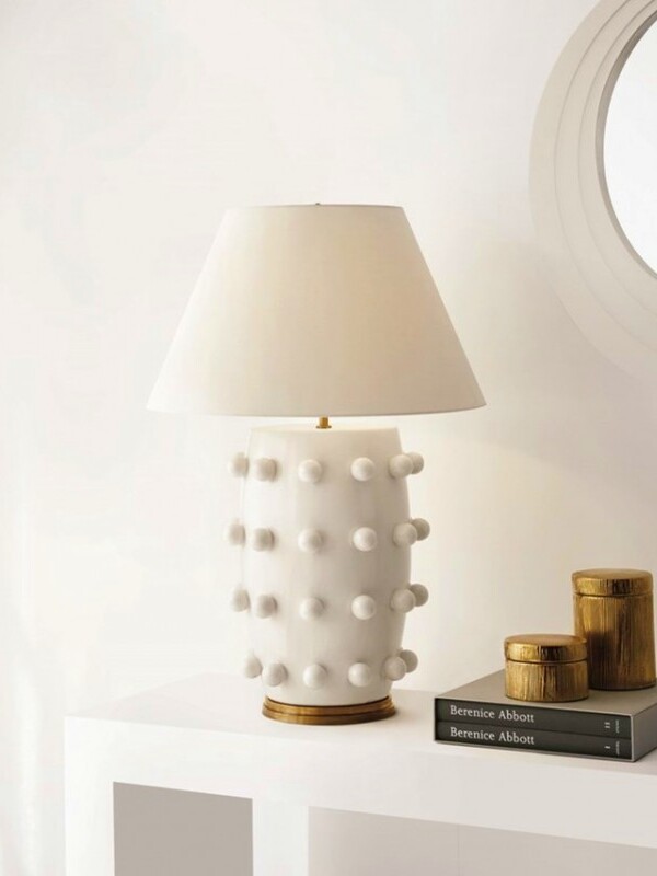 Modern Ceramic Lamp with Linen Shade White
