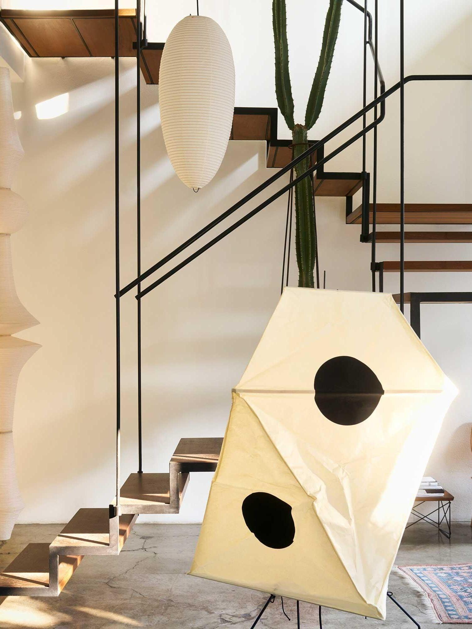 Akari Pendant Light For Living Room-Mulberry paper Metal Iron Warm Light