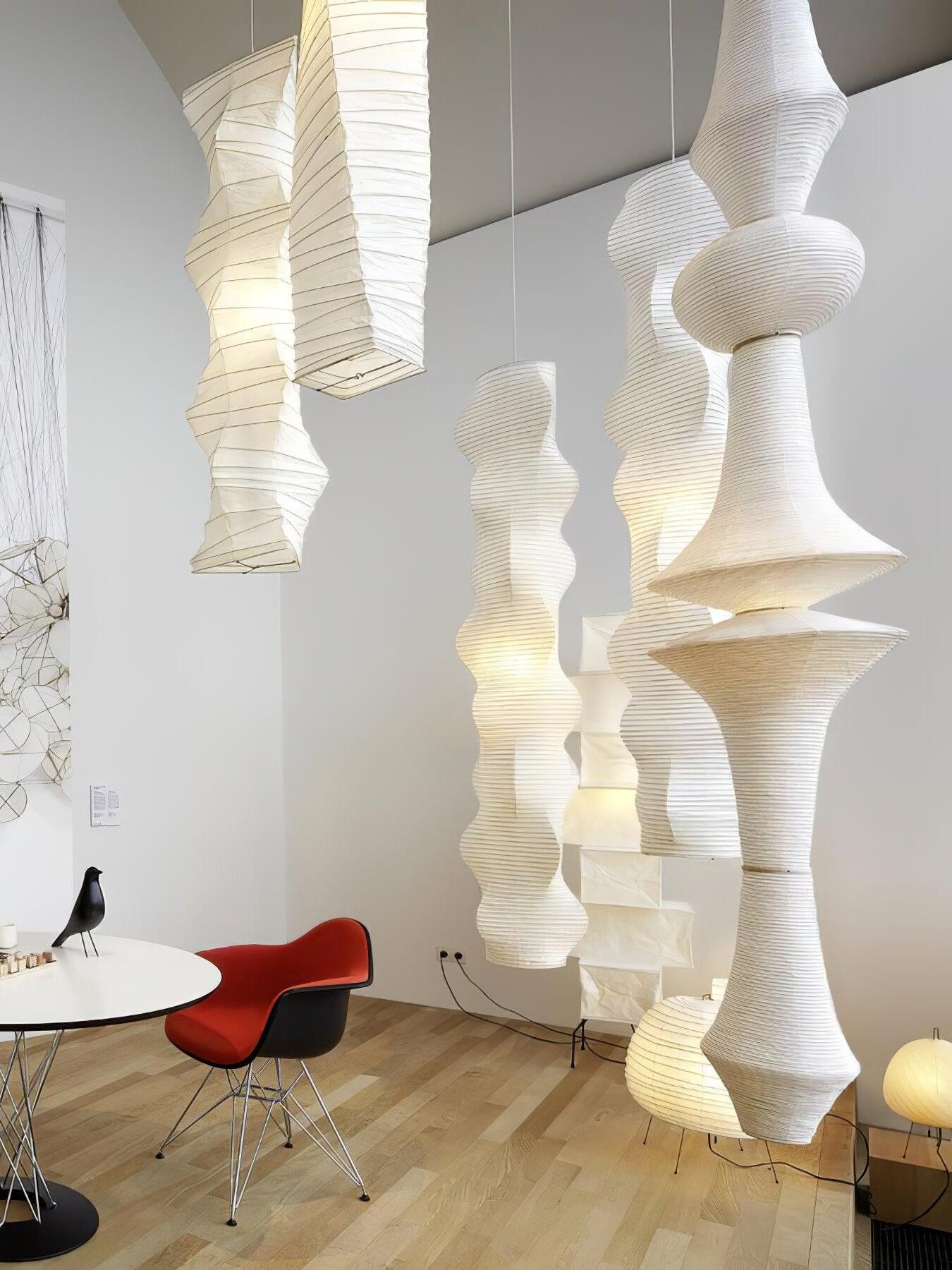 Akari Pendant Light For Living Room-Mulberry paper Metal Iron Warm Light