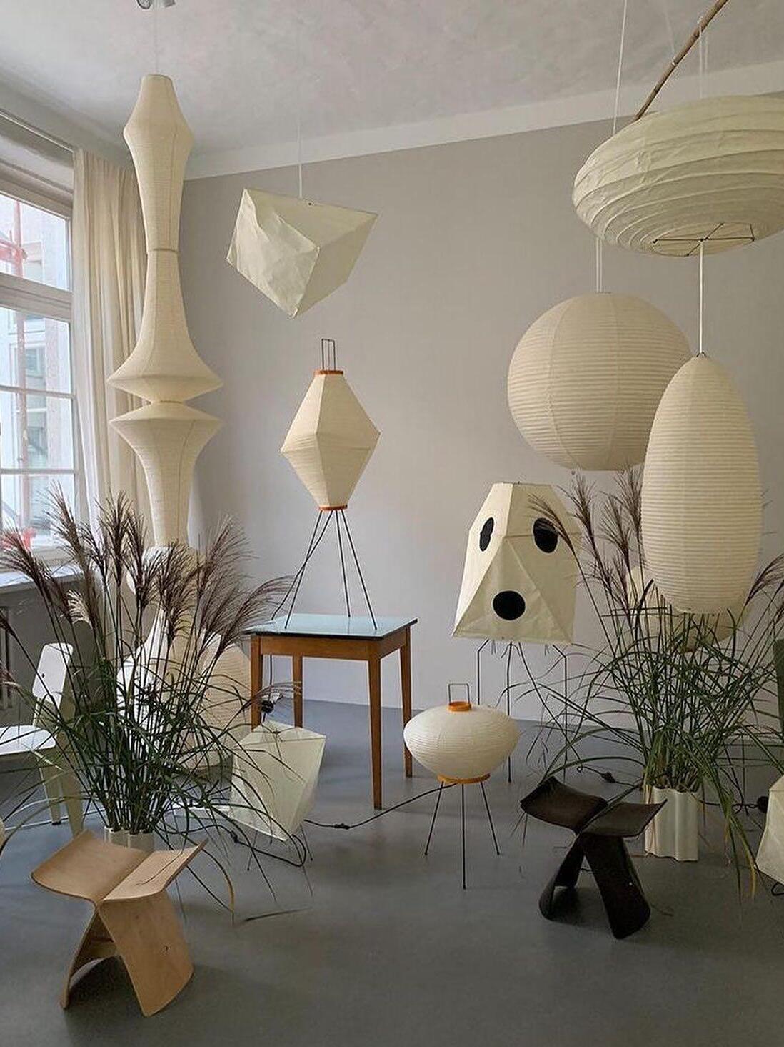 Akari Pendant Light For Living Room-Mulberry paper Metal Iron Warm Light
