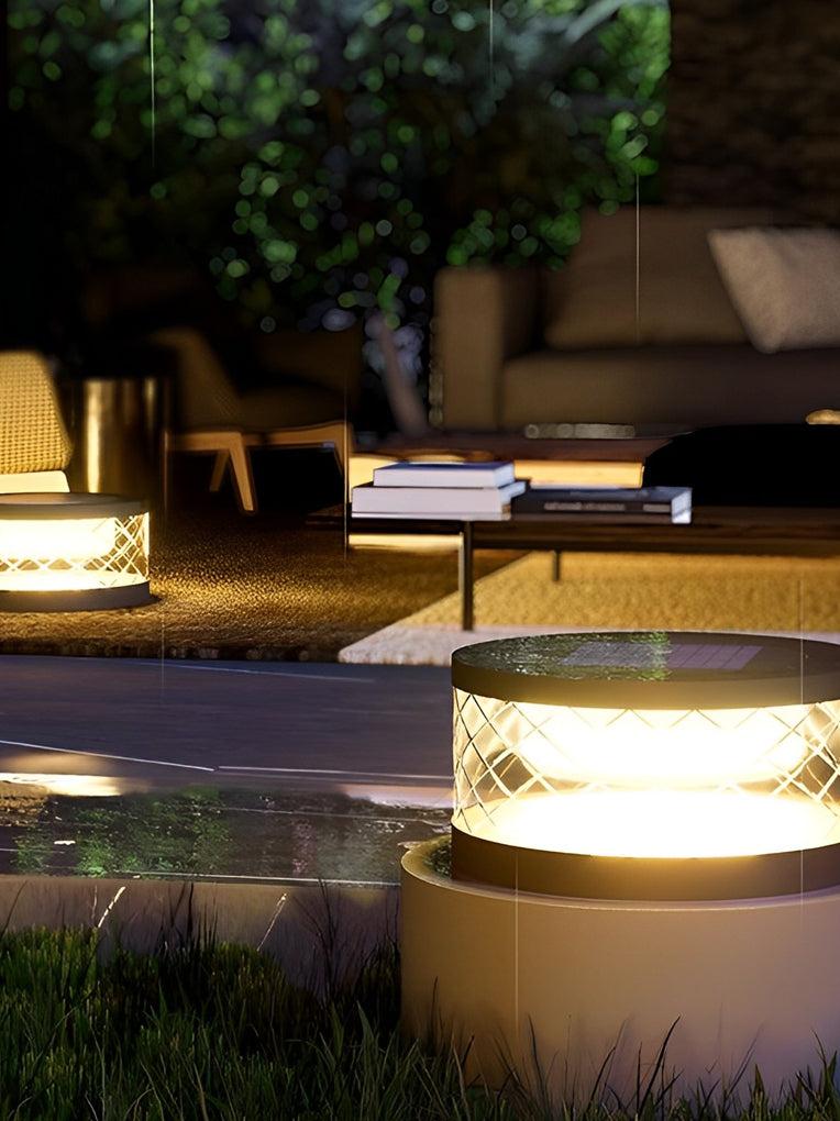 Round Creative Acrylic Waterproof Black Modern Solar Post Caps Lights