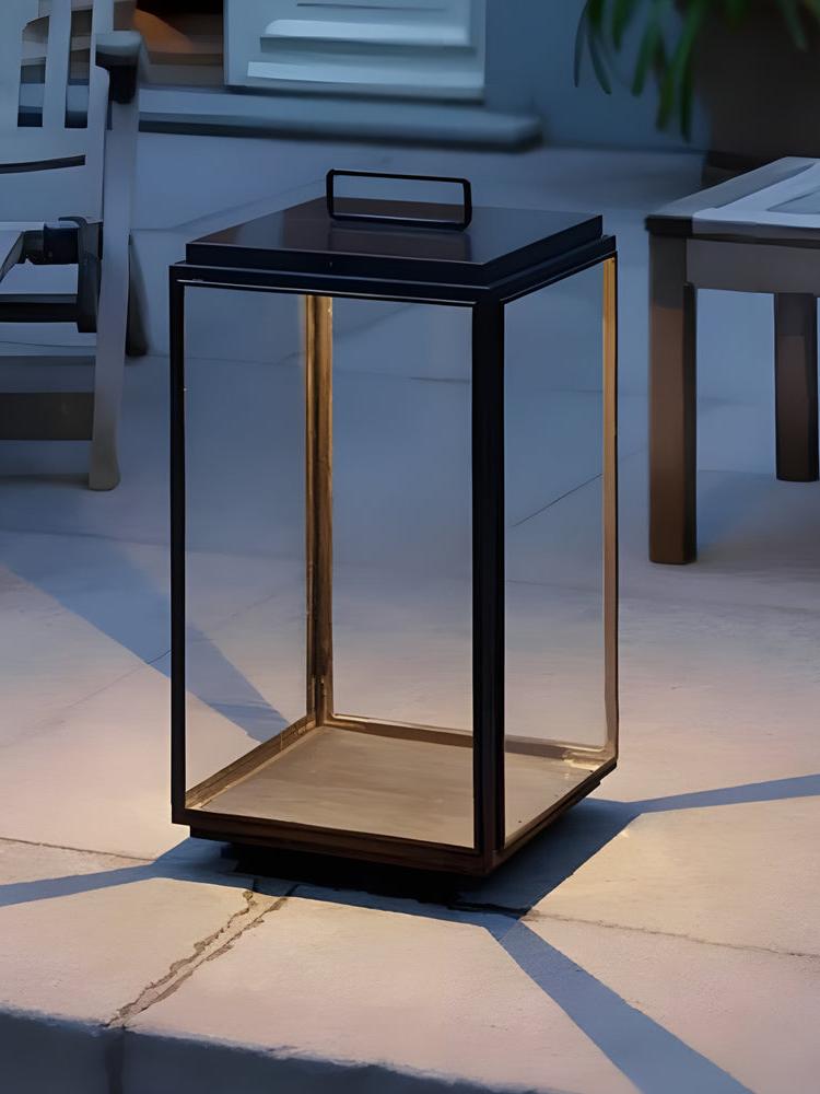 Modern 11-In Glass LED Portable Outdoor Lanterns - Hardwired