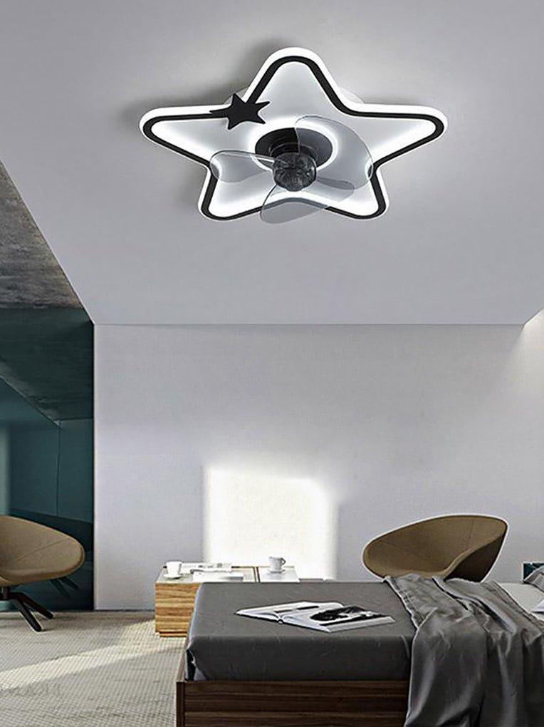 LED Star Shaped Flush Mount Kids Ceiling Fans with Lights and Remote