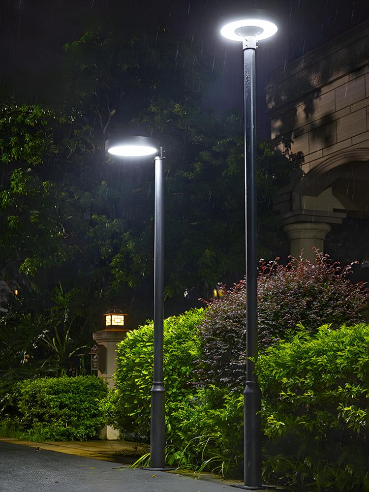 Round Waterproof Smart Remote Control LED Solar Lamp Post Top Lights