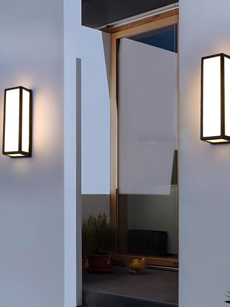 Rectangle LED Waterproof Motion Sensor Black Modern Wall Sconce Lighting