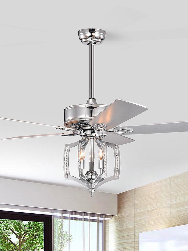 Modern Crystal Chrome Ceiling Fans With Led Lights