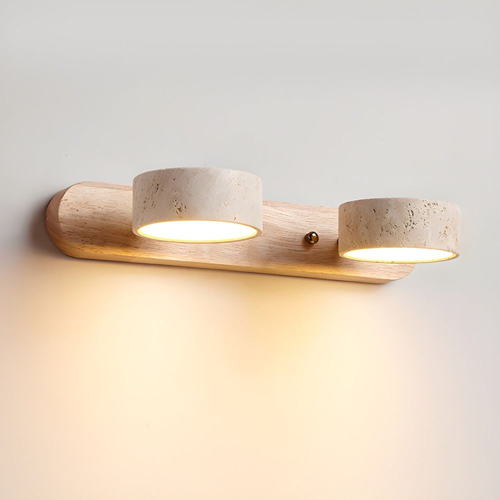 Modern Natural Travertine Wood Multi-Head Wall Light